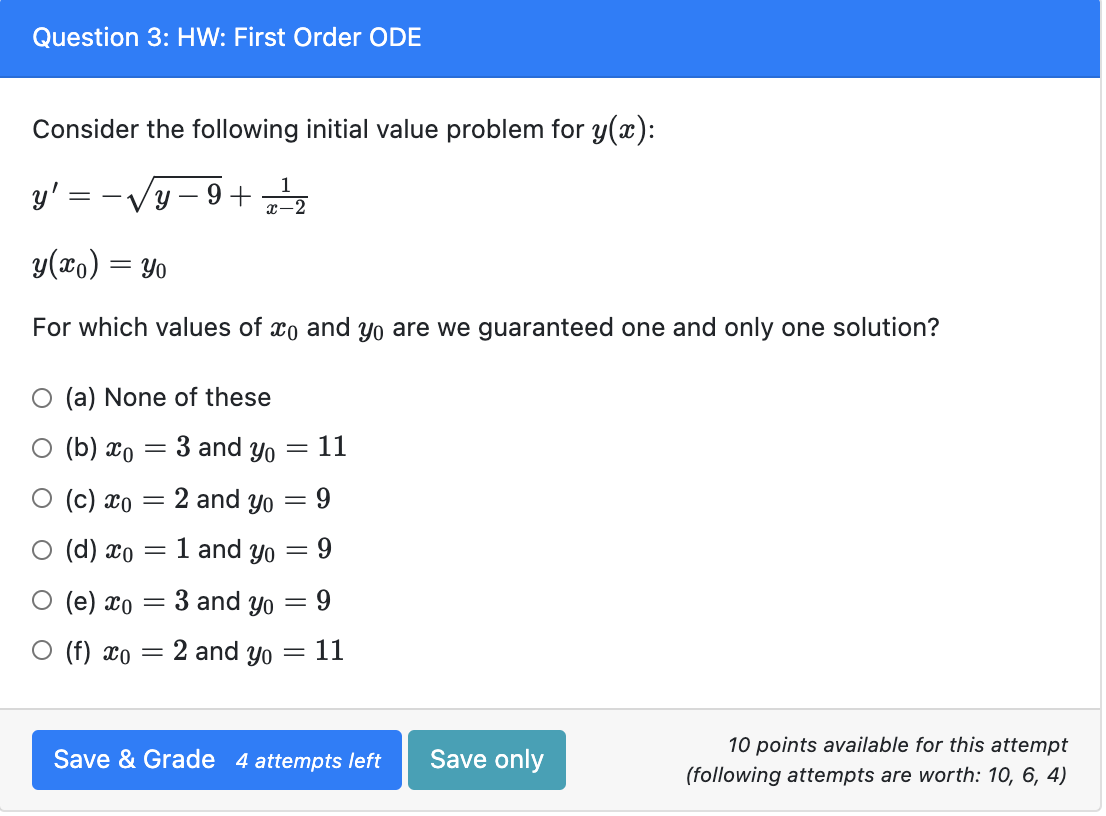 Solved Question 3: HW: First Order ODE Consider the | Chegg.com