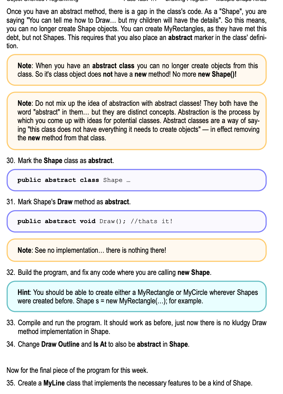 Instructions This task continues the Shape Drawer | Chegg.com