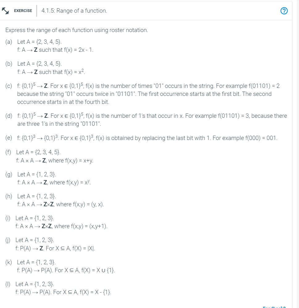 Solved 4.1.5: Range of a function. (?) Express the range of | Chegg.com