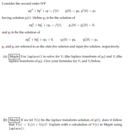 Solved Consider the second order IVP | Chegg.com