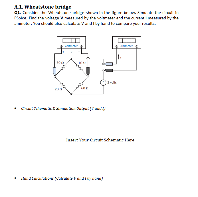 Solved A.1. Wheatstone bridge Q1. Consider the Wheatstone | Chegg.com