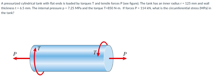 Solved A pressurized cylindrical tank with flat ends is | Chegg.com