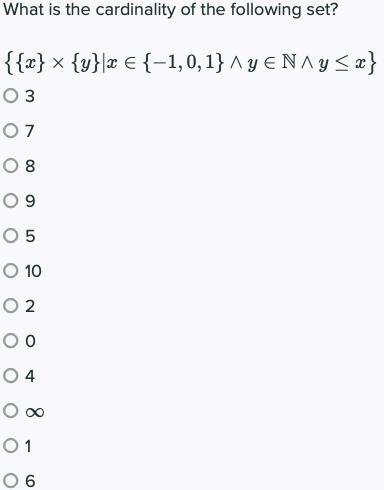 Solved What is the cardinality of the following set? | Chegg.com