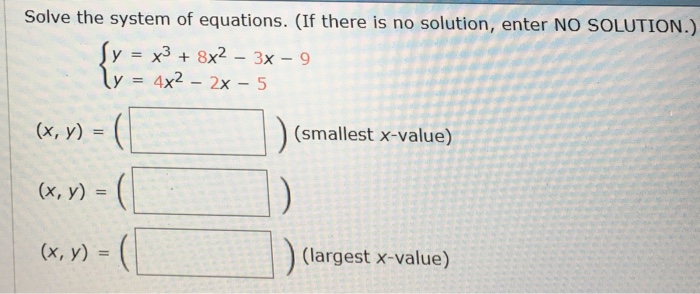 Solved Solve the system of equations. (If there is no | Chegg.com