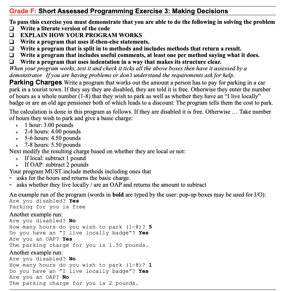Solved . Grade F: Short Assessed Programming Exercise 3: | Chegg.com Solved . Grade F: Short Assessed Programming Exercise 3: | Chegg.com