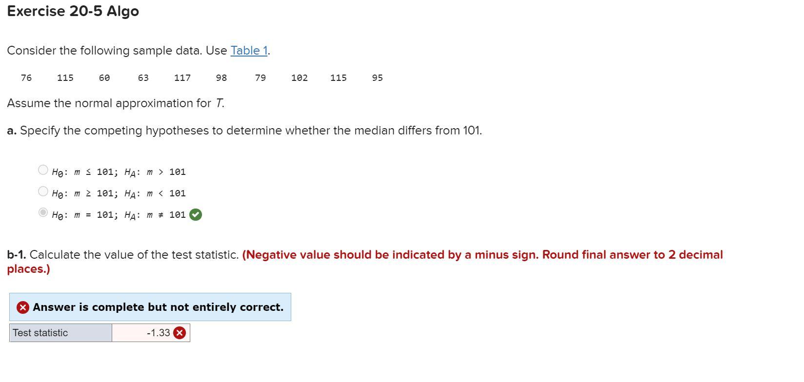 Solved Consider the following sample data. Use Table 1. | Chegg.com