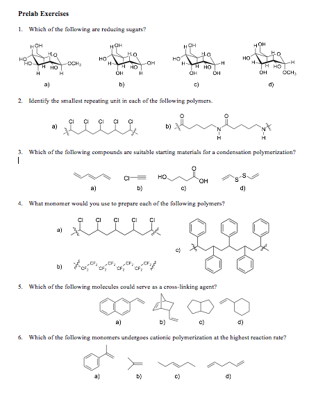 Solved Prelab Exercises 1. Which of the following are | Chegg.com