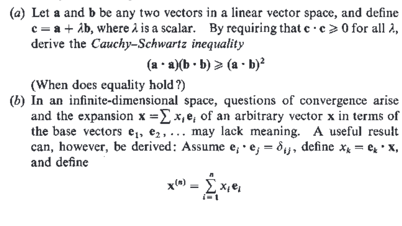 Solved (a) Let a and b be any two vectors in a linear vector | Chegg.com