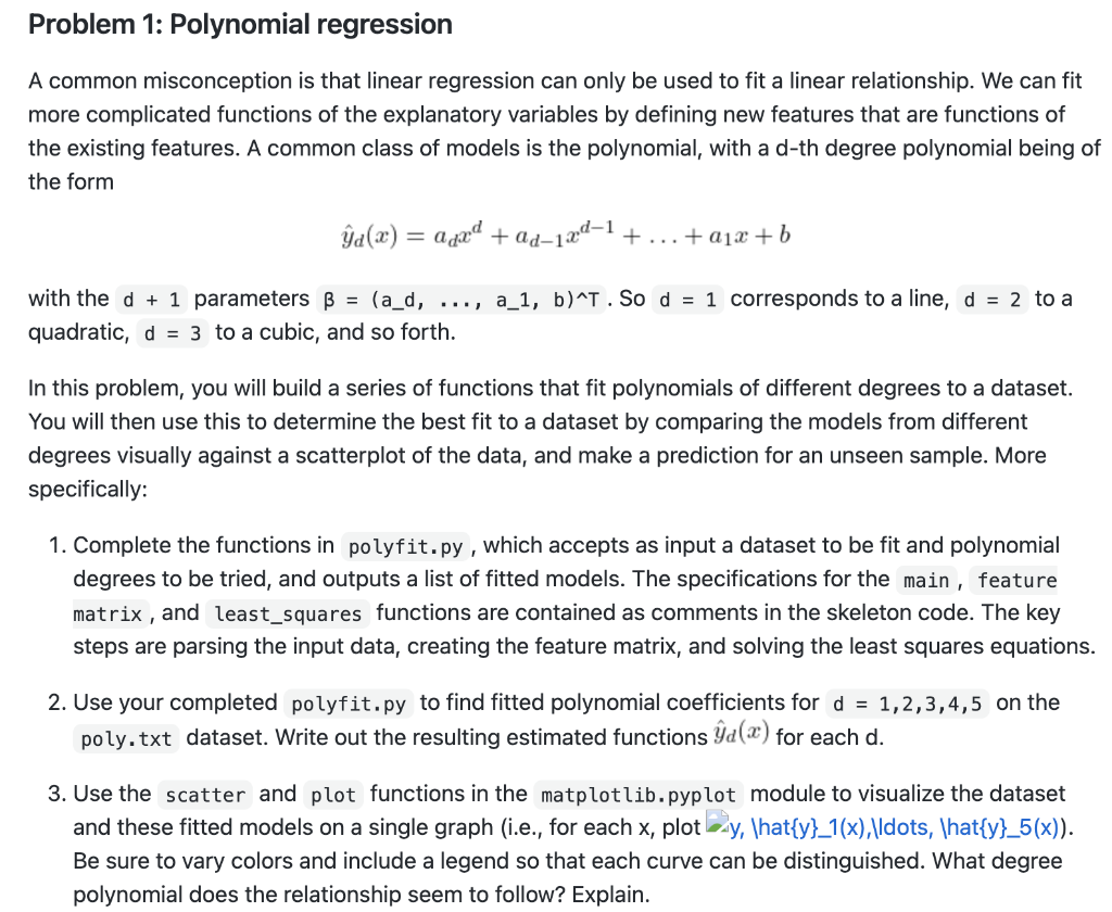 Problem 1 Polynomial Regression A Common 