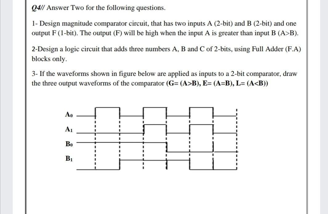 Solved Q4// Answer Two for the following questions. 1- | Chegg.com