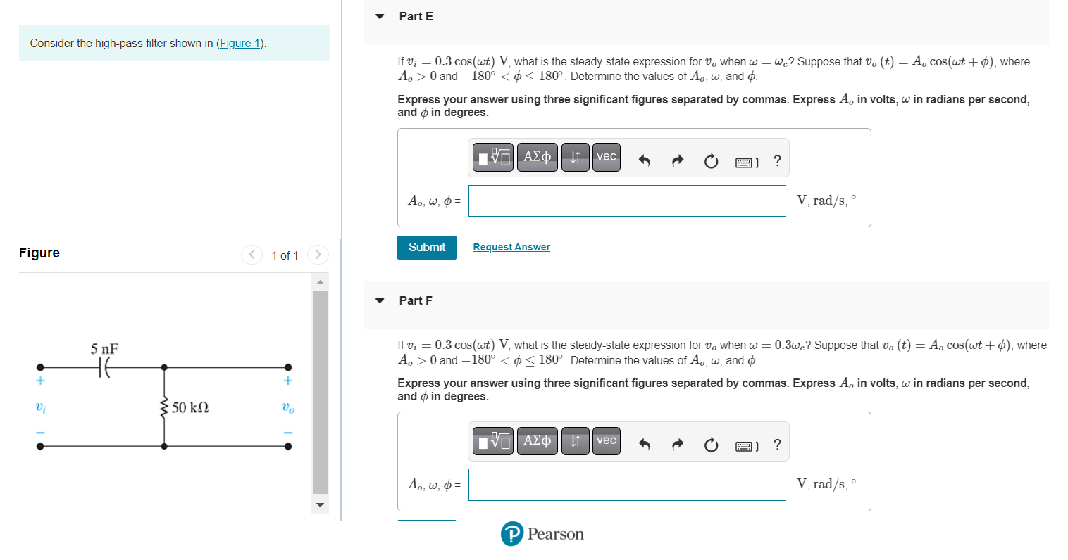 Solved Consider the high-pass filter shown in (Figure 1). | Chegg.com