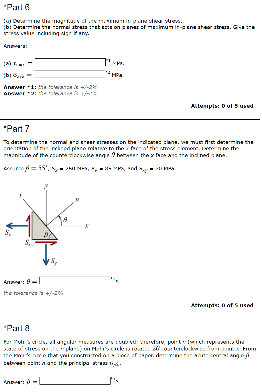 Solved *Part 1 Consider a point in a structural member that | Chegg.com