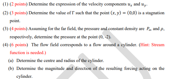 Solved For a two-dimensional potential flow, the potential | Chegg.com