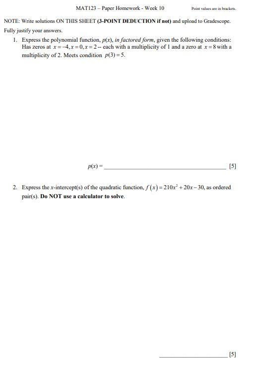 Solved NOTE: Write solutions ON THIS SHEET (3-POINT | Chegg.com