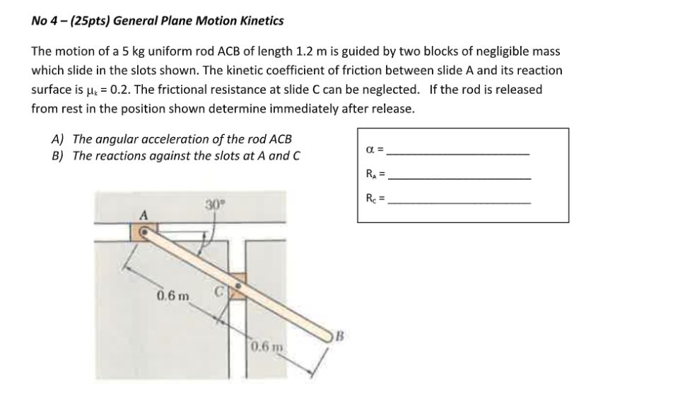 Solved No 4 - (25pts) General Plane Motion kinetics The | Chegg.com