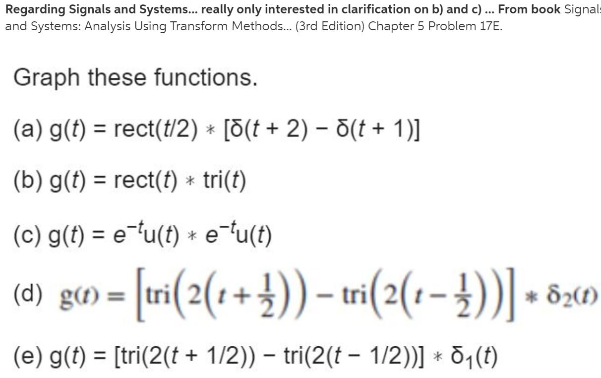 Solved Regarding Signals and Systems... really only | Chegg.com