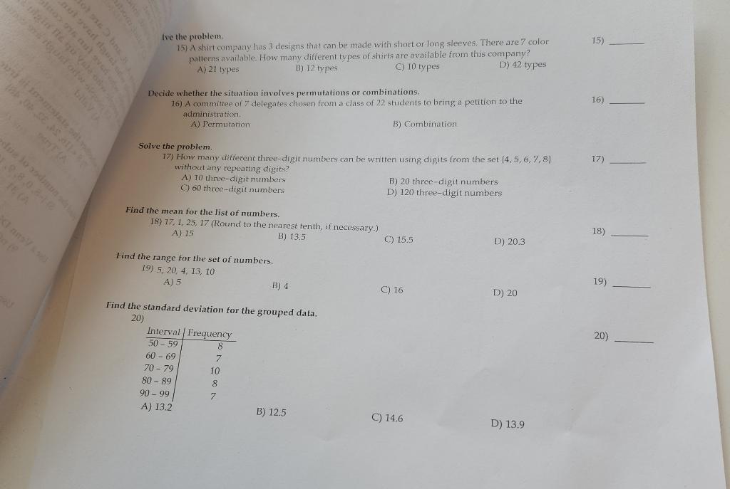 Solved Ive the problem. 15i A shart company has 3 designs | Chegg.com