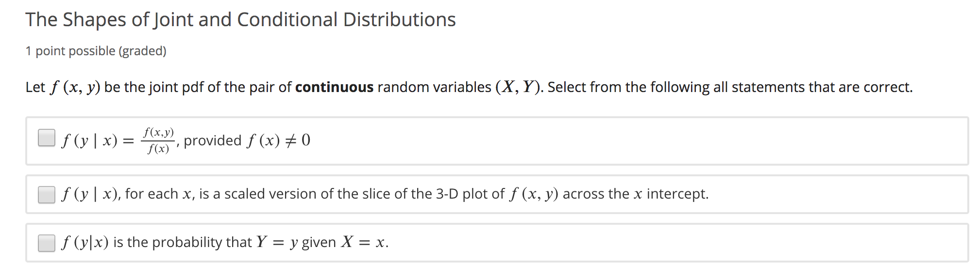 Solved Concept Check: Conditional Quantile 1 point possible | Chegg.com