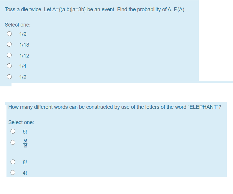 Solved Toss a die twice. Let A={(a,b)a=3b} be an event. Find | Chegg.com Solved Toss a die twice. Let A={(a,b)a=3b} be an event. Find | Chegg.com