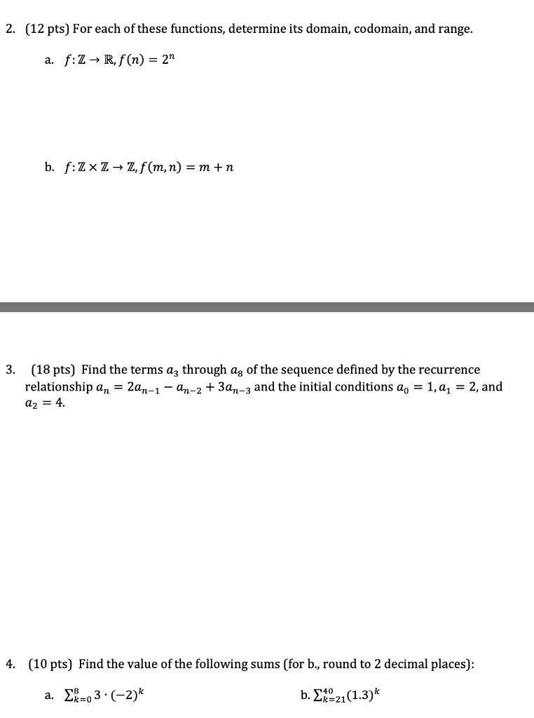 Solved 2 12 Pts For Each Of These Functions Determine