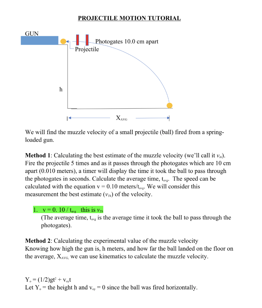 Solved PROJECTILE MOTION TUTORIAL GUN 1 Photogates 10.0 cm | Chegg.com