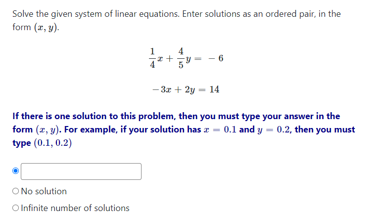 Solved Solve the given system of linear equations. Enter | Chegg.com
