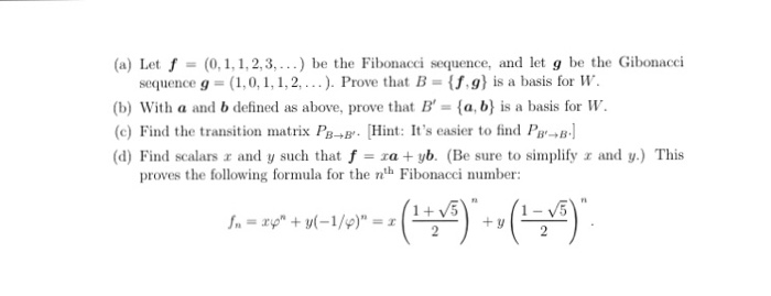 Solved 5. The Fibonacci sequence is the sequence f-(fo.fi./. | Chegg.com