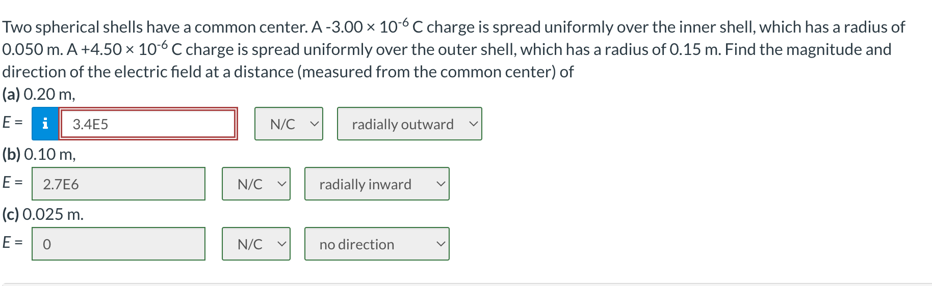 Solved Two spherical shells have a common center. A | Chegg.com