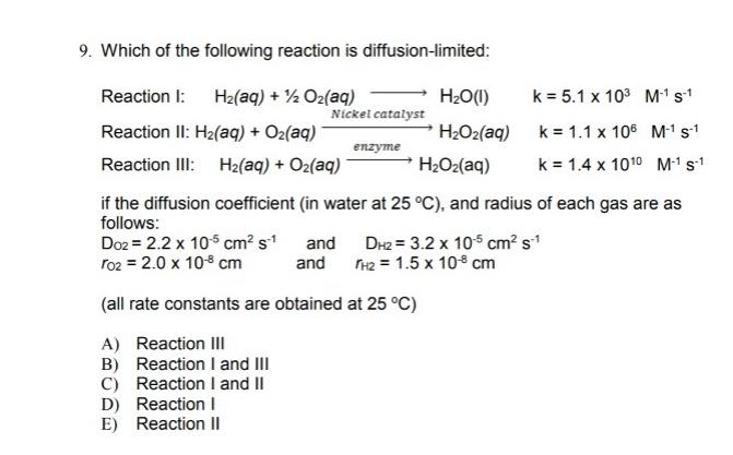 Solved 9. Which of the following reaction is | Chegg.com