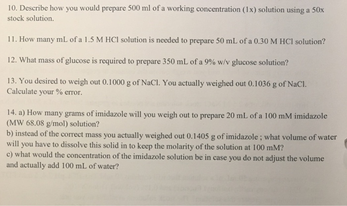 Solved Describe how you would prepare 500 ml of a working | Chegg.com