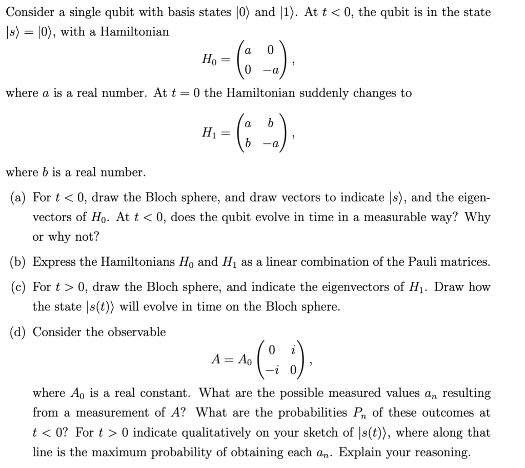 Consider a single qubit with basis states (0) and | Chegg.com
