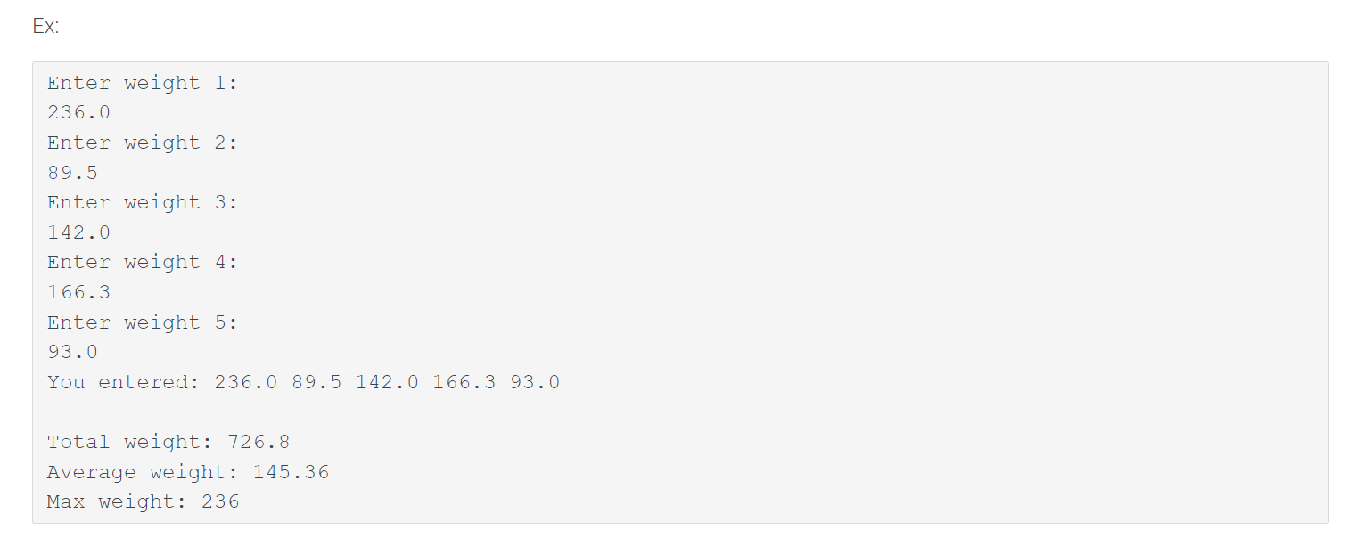 Solved (1) Prompt the user to enter five numbers, being five | Chegg.com
