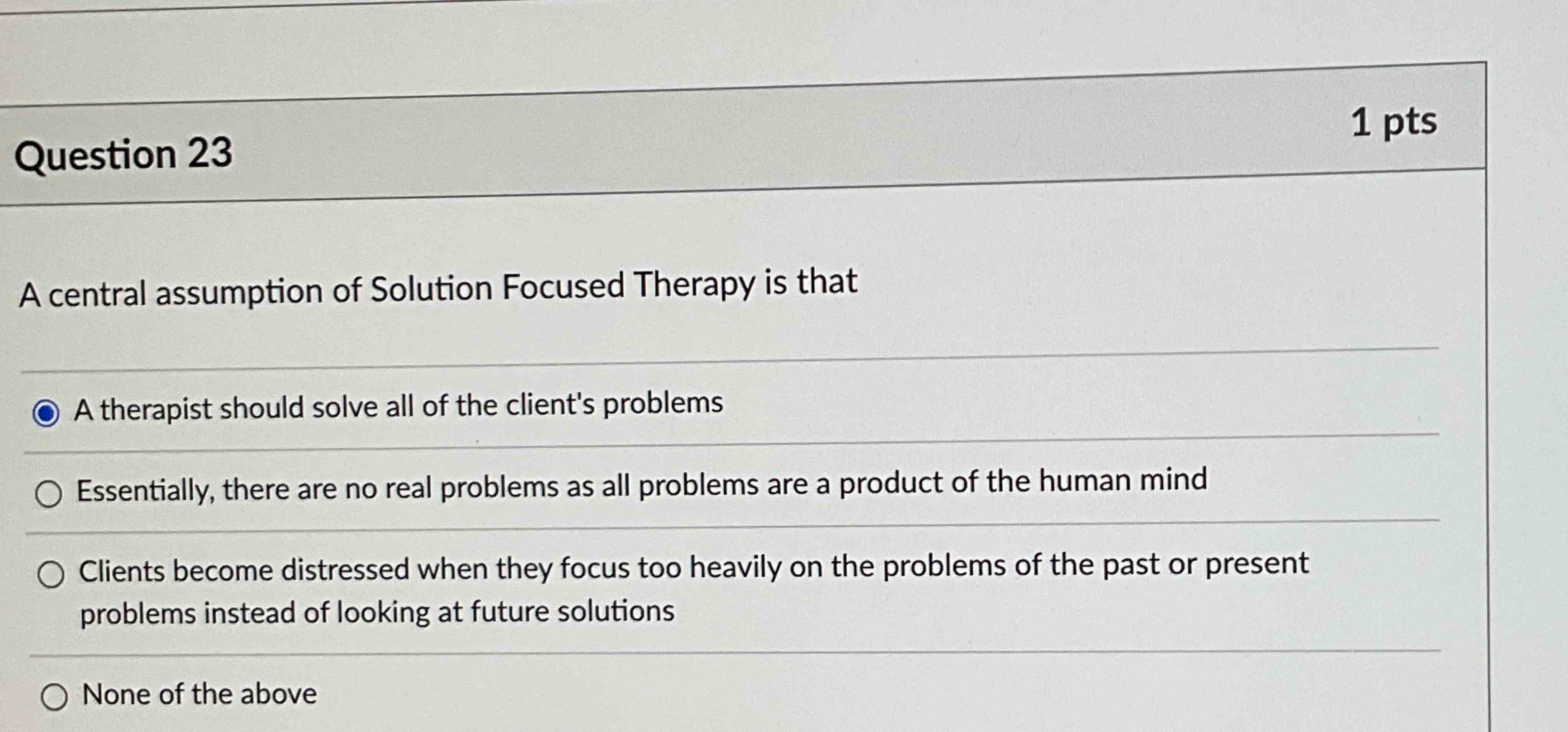 Solved Question 23A central assumption of Solution Focused | Chegg.com