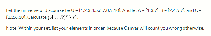 Solved Let the universe of discourse be U = | Chegg.com