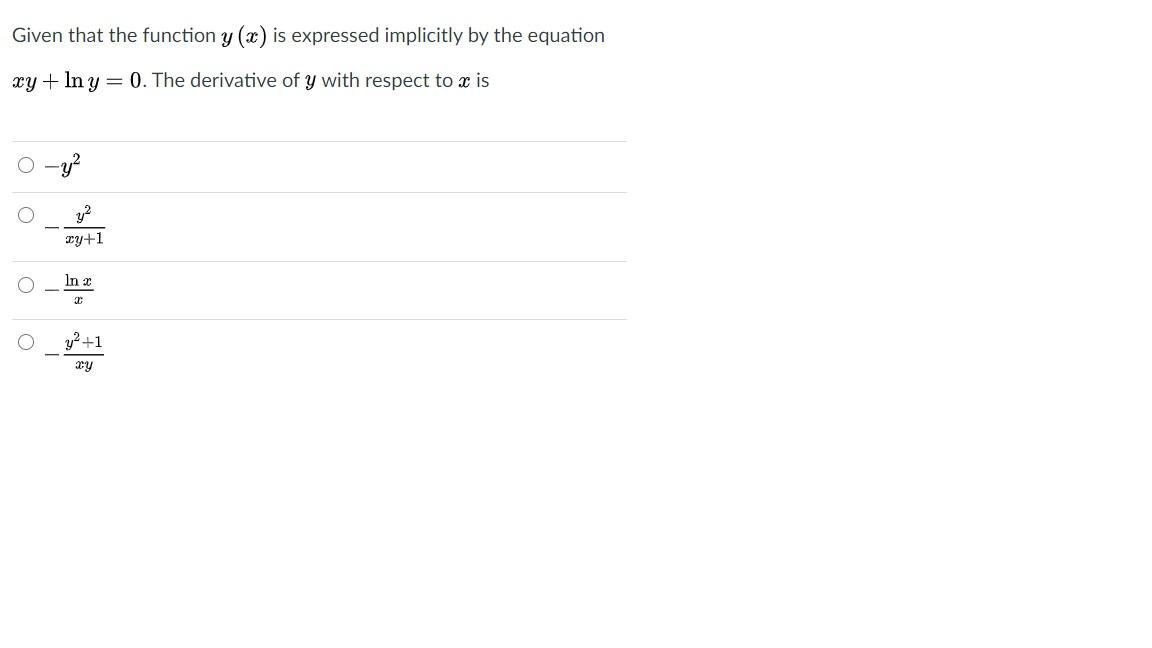 Solved Given that the function y (x) is expressed implicitly | Chegg.com