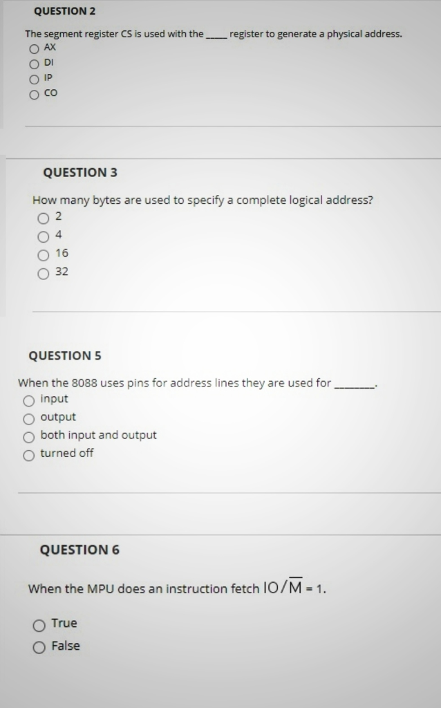 Solved QUESTION 2 The segment register CS is used with the | Chegg.com