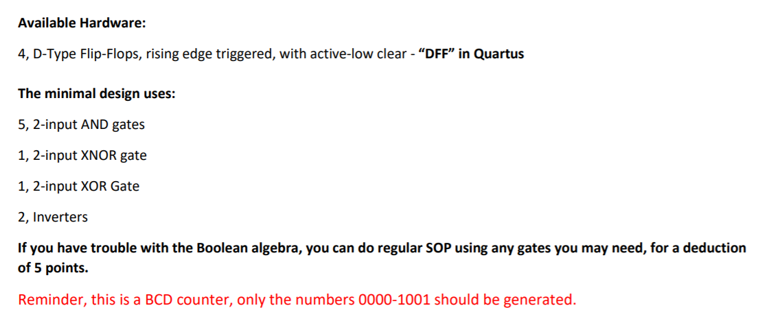 Design a 4-bit BCD up counter that will count only | Chegg.com