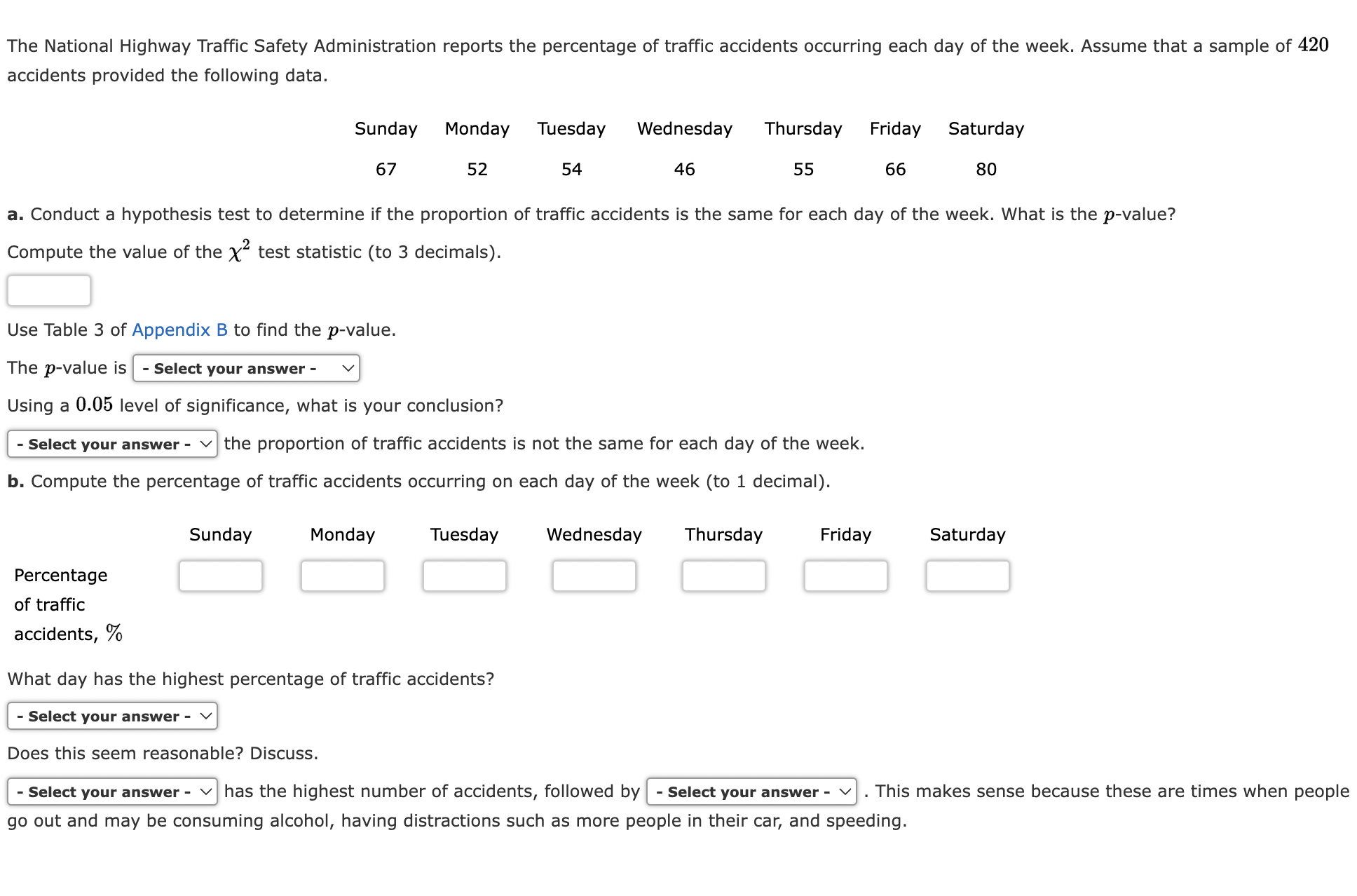 Solved The National Highway Traffic Safety Administration | Chegg.com