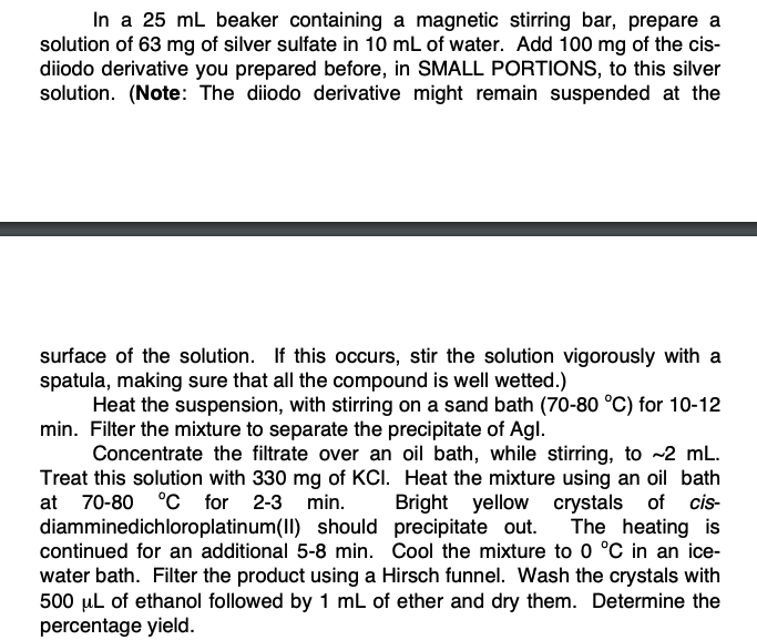 Solved In a 10 mL beaker equipped with a stirring bar place | Chegg.com