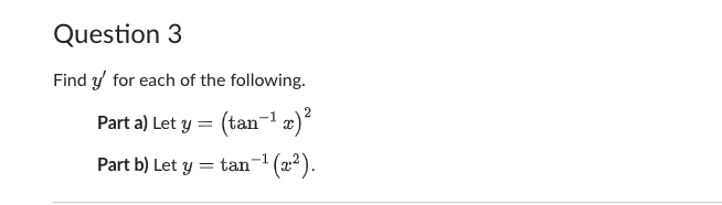 Solved Find y′ for each of the following. Part a) Let | Chegg.com