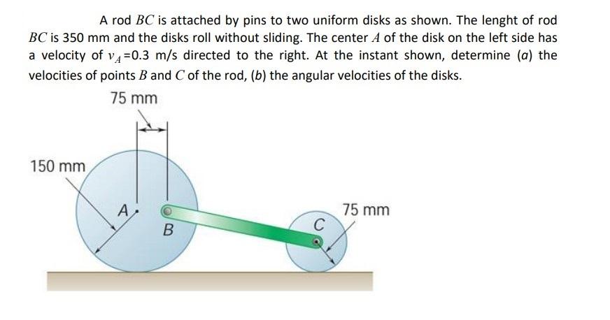 Solved A rod BC is attached by pins to two uniform disks as | Chegg.com