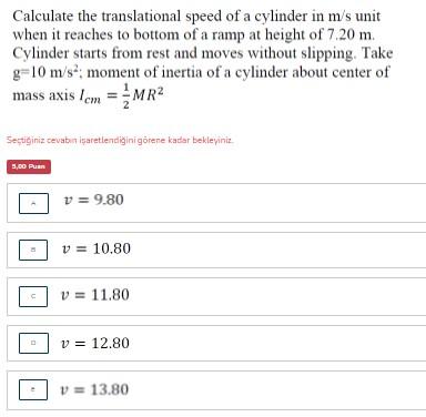 Solved Calculate the translational speed of a cylinder in | Chegg.com