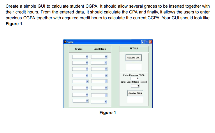 Solved Create a simple GUI to calculate student CGPA. It | Chegg.com