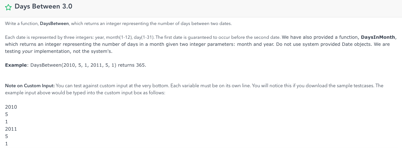 Solved ☆ Days Between 3.0 Write a function, DaysBetween, | Chegg.com