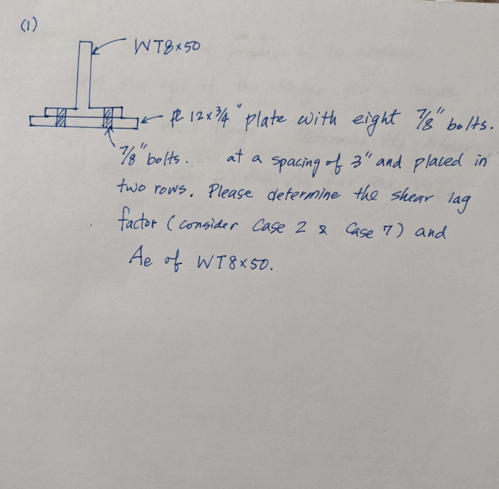 Solved ( 1) WT8x50 11 at a spacing of 3” and placed in gr$ | Chegg.com