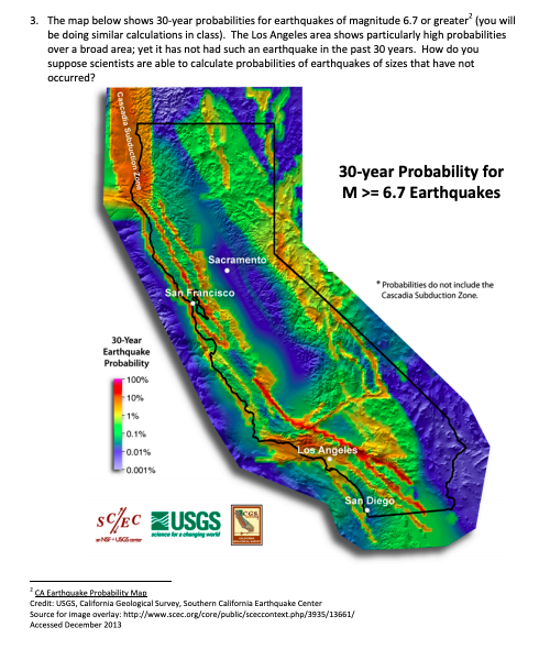 Solved 3. The map below shows 30-year probabilities for | Chegg.com