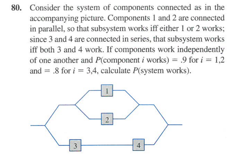 Solved 80. Consider the system of components connected as in | Chegg.com