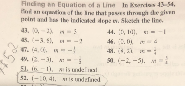 Solved Finding an Equation of a Line In Exercises 43-54, | Chegg.com