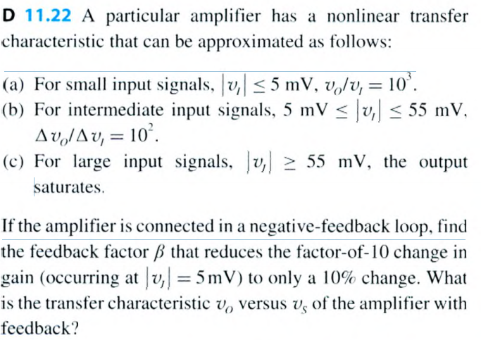 Solved D 11.22 A particular amplifier has a nonlinear | Chegg.com