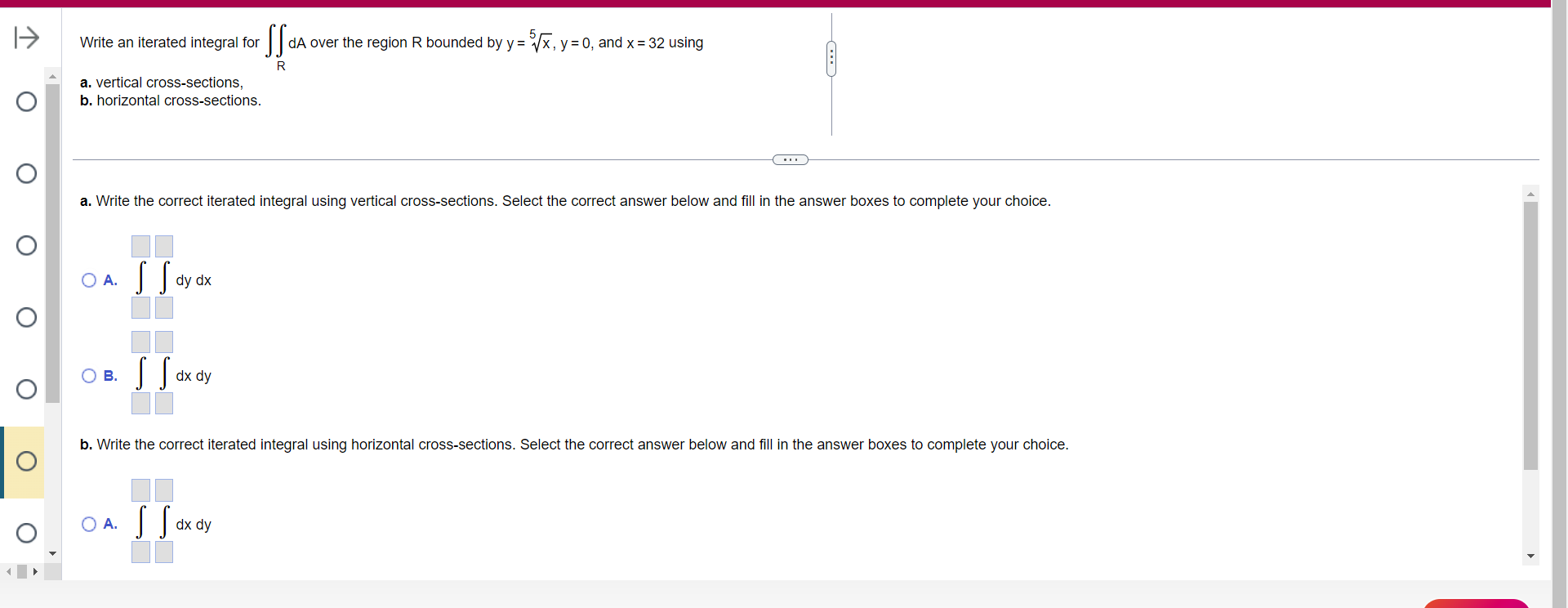 Solved Write an iterated integral for ∬RdA over the region R | Chegg.com